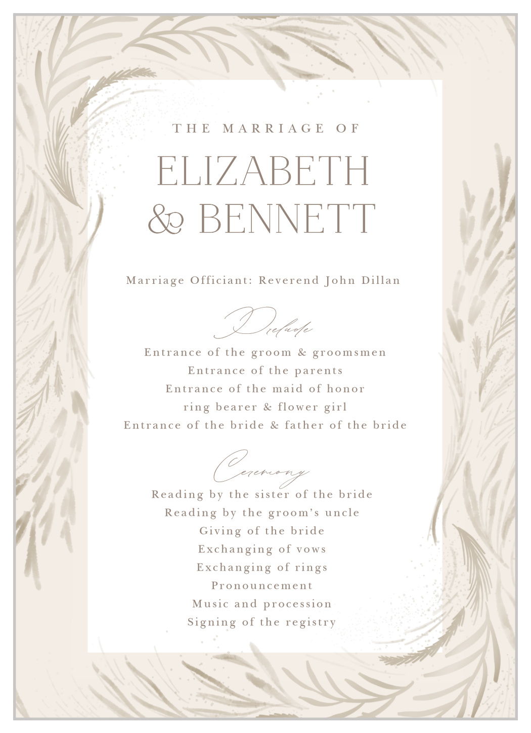Botanical Romance Wedding Programs by Basic Invite