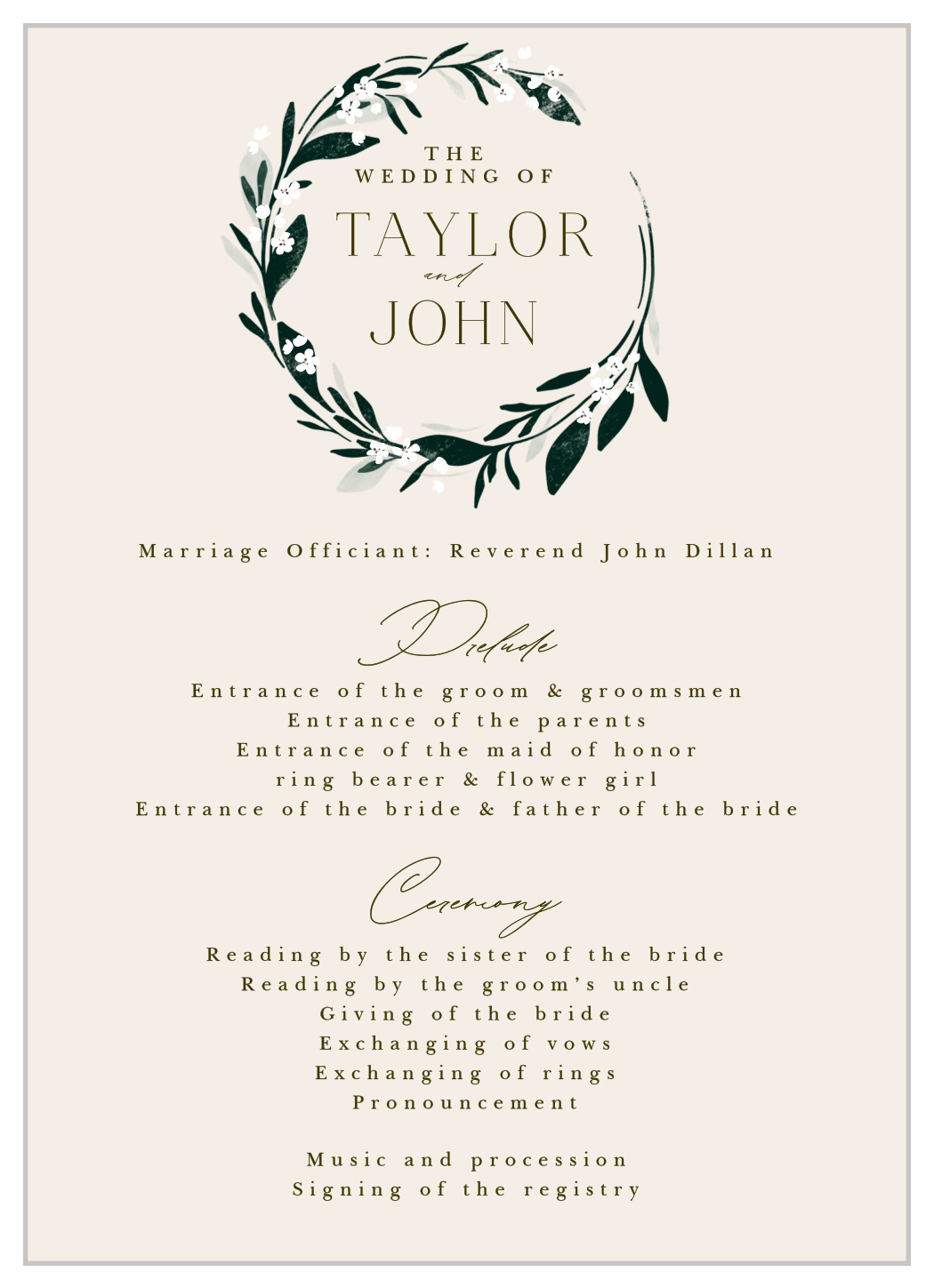 Encircled Elegance Wedding Programs by Basic Invite