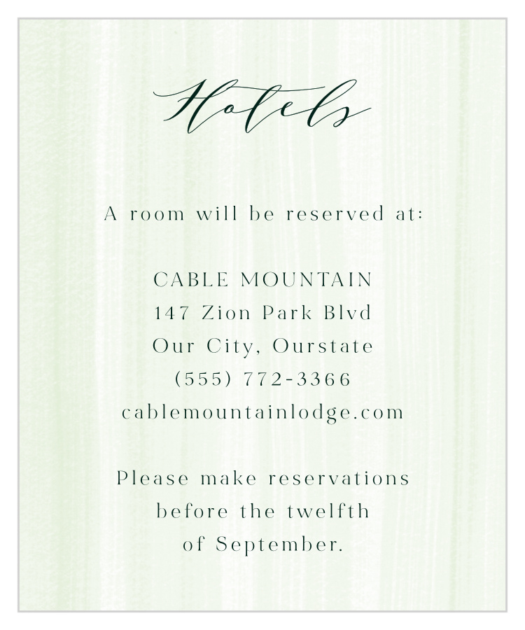 Verdant Vine Accommodation Cards by Basic Invite