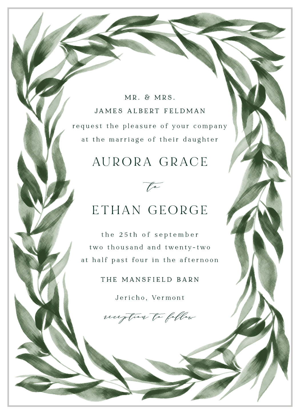 Verdant Vine Wedding Invitations by Basic Invite