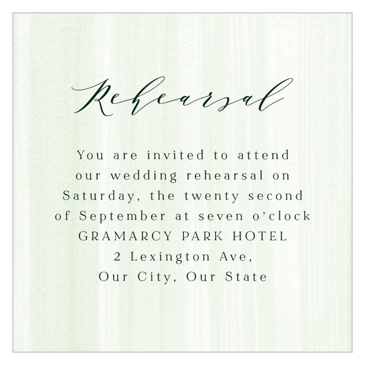 Verdant Vine Rehearsal Cards by Basic Invite