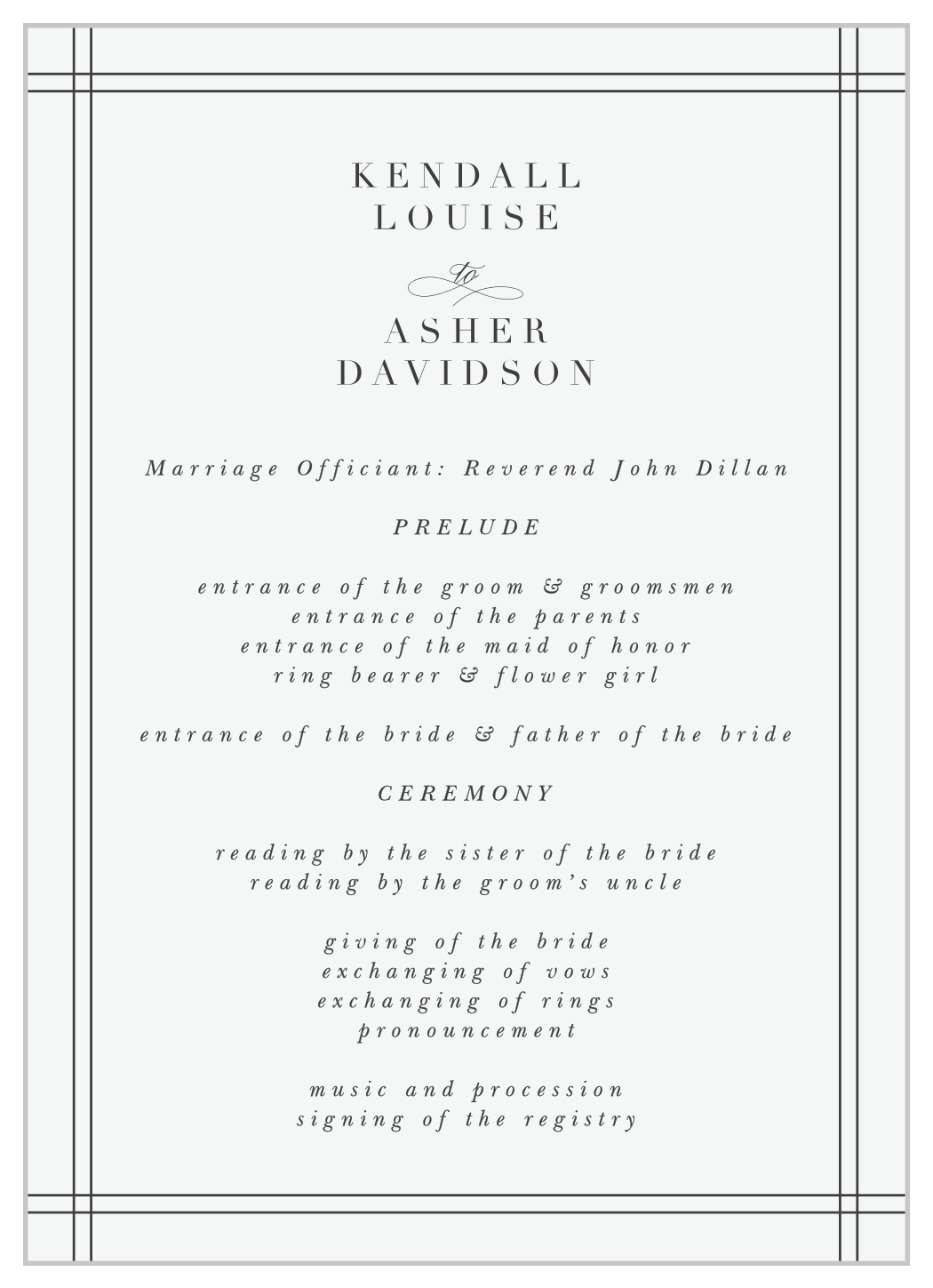 Classical Statement Wedding Programs by Basic Invite