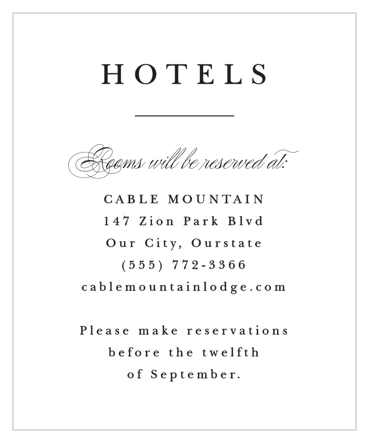 Considered Cursive Accommodation Cards by Basic Invite