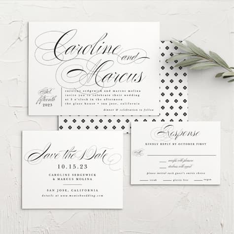 Considered Cursive Wedding Invitations by Basic Invite