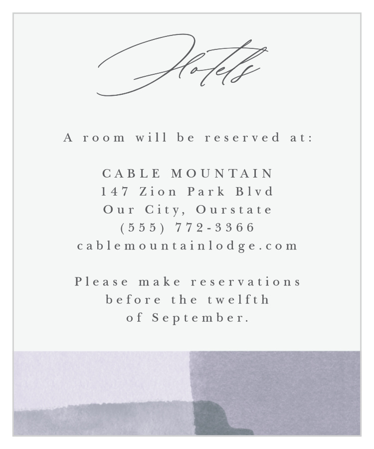 Watercolor Layers Accommodation Cards by Basic Invite