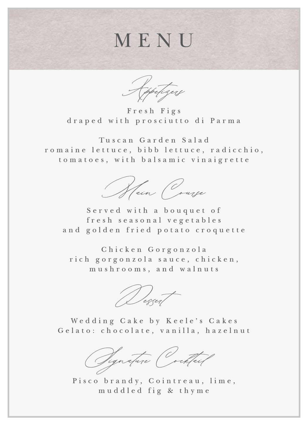 Watercolor Layers Wedding Menus by Basic Invite