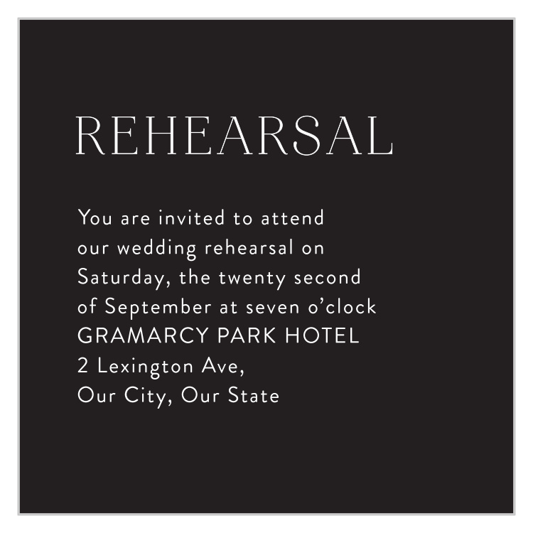 Simply Classy Rehearsal Cards by Basic Invite