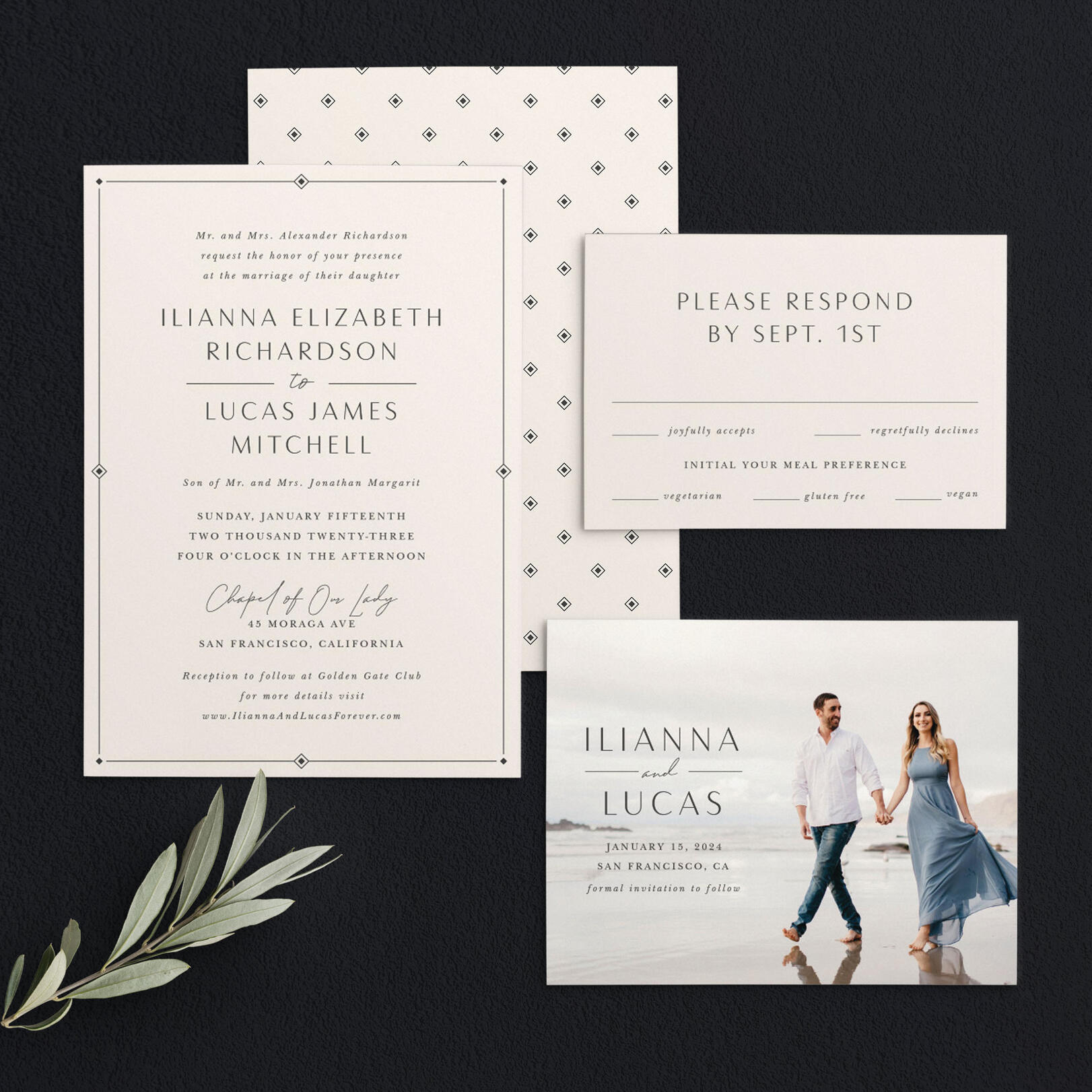 Ilianna Elegance Response Cards by Basic Invite