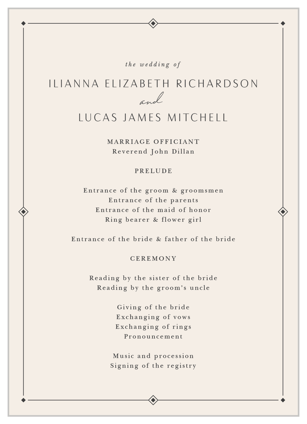 Ilianna Elegance Wedding Programs by Basic Invite