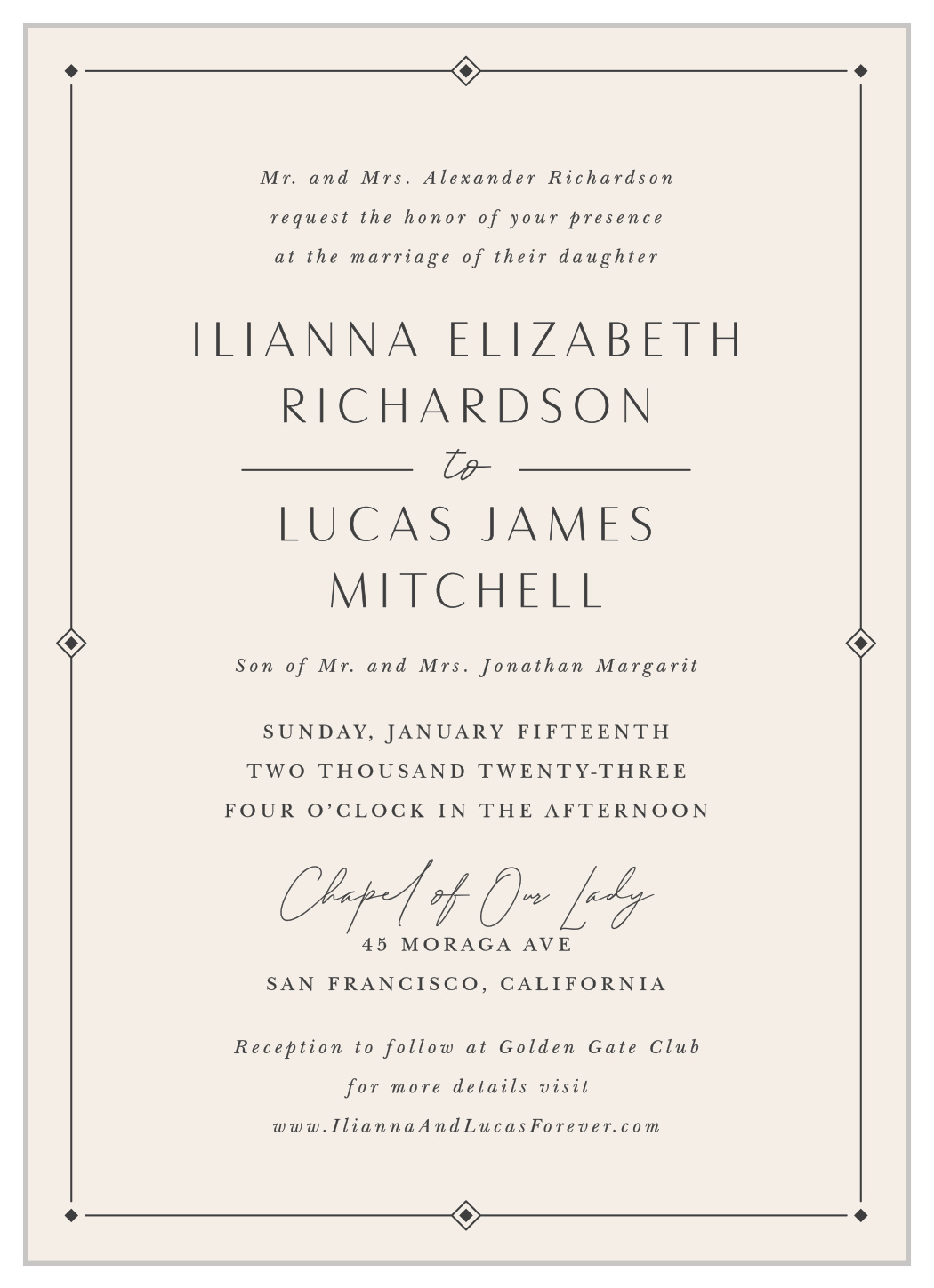 Ilianna Elegance Wedding Invitations by Basic Invite