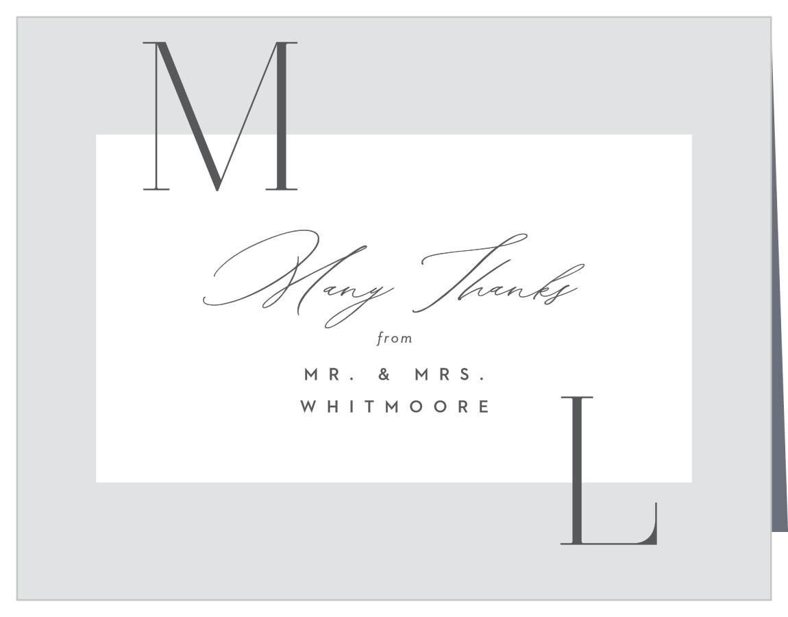 Asymmetrical Initials Wedding Thank You Cards by Basic Invite