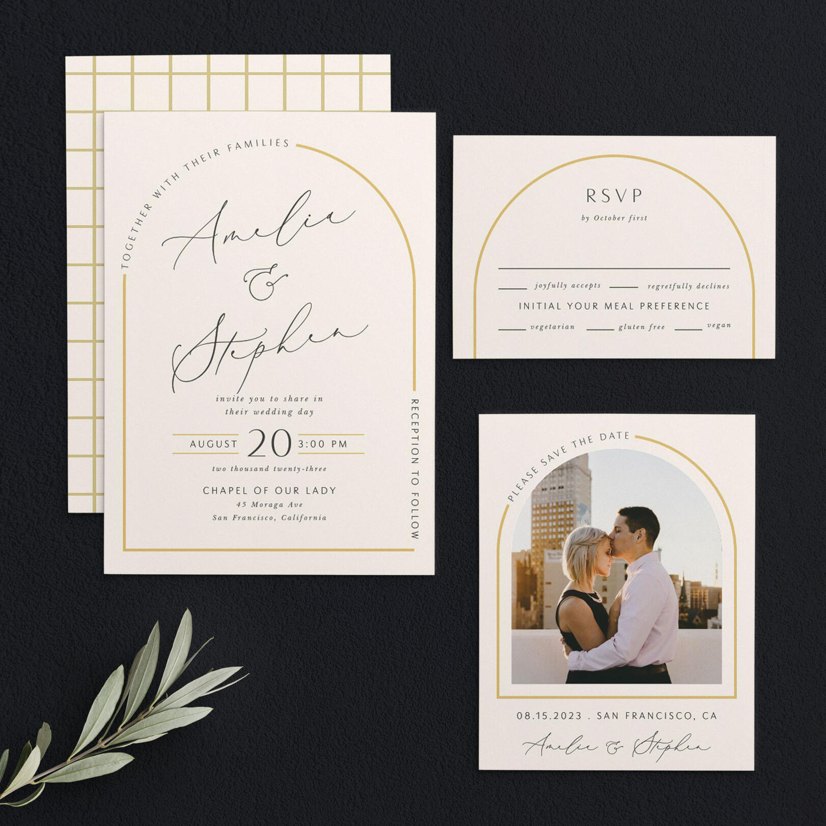 Modern Arch Wedding Invitations by Basic Invite