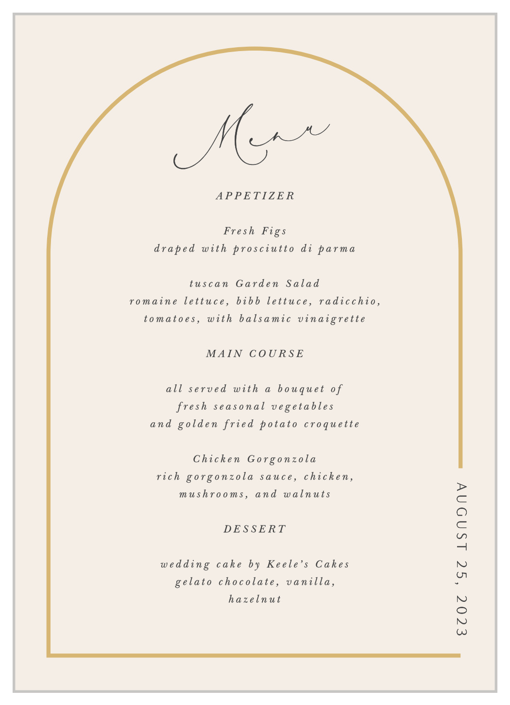Modern Arch Wedding Menus by Basic Invite