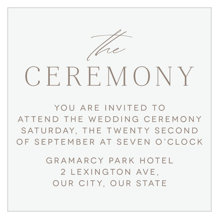 Romantic Type Ceremony Cards by Basic Invite