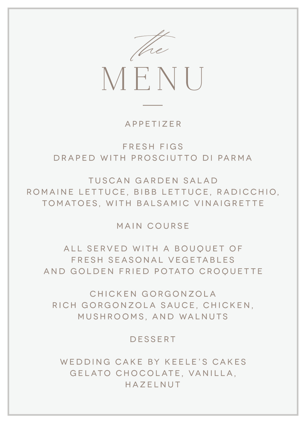 Romantic Type Wedding Menus by Basic Invite