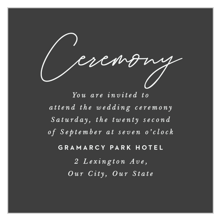 Simply Highlighted Ceremony Cards by Basic Invite