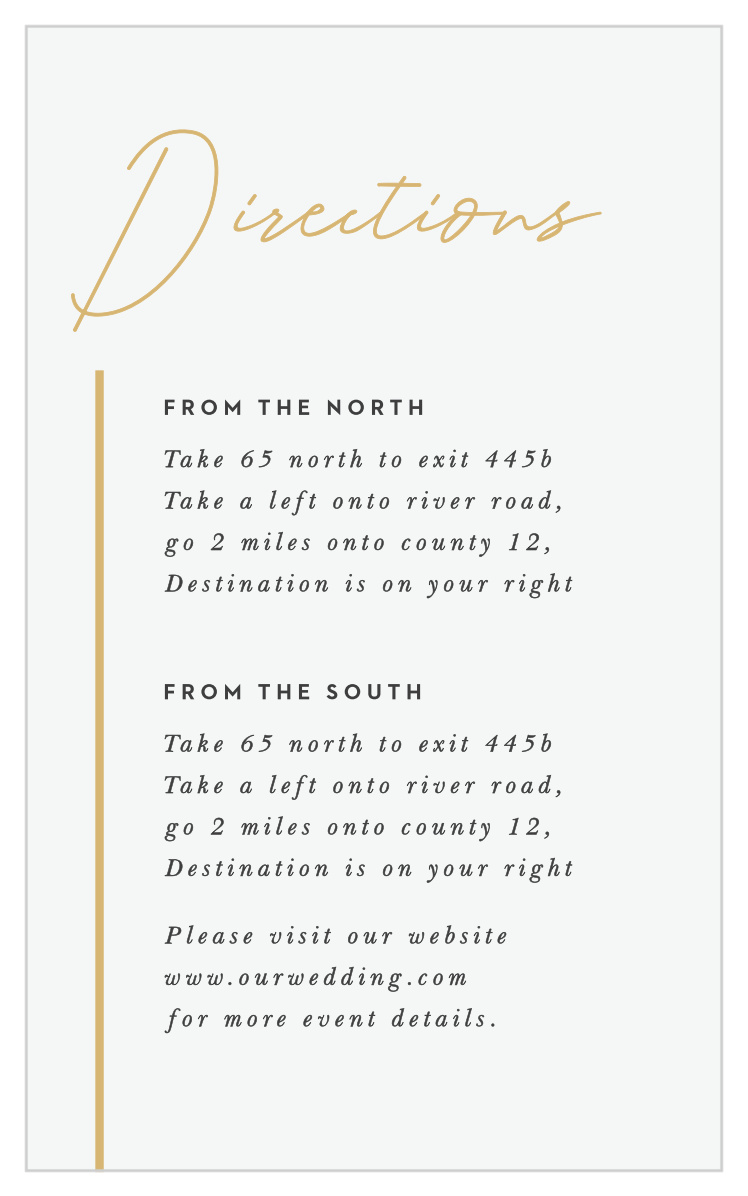 Simply Highlighted Direction Cards by Basic Invite
