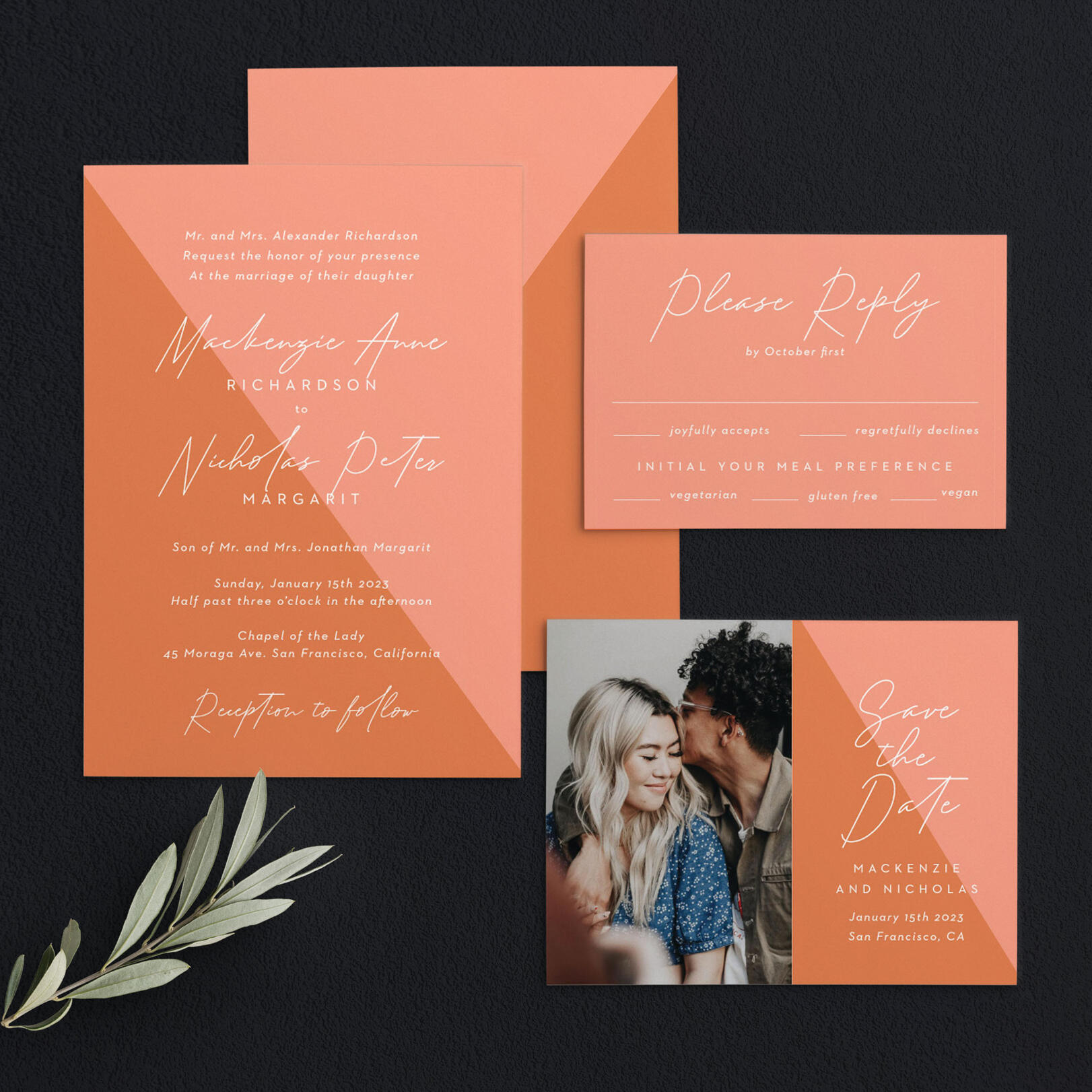 Color Split Wedding Invitations by Basic Invite