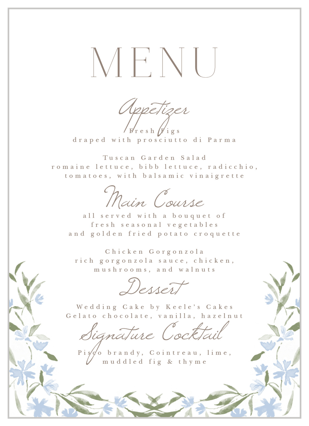 Lasting Tradition Wedding Menus by Basic Invite