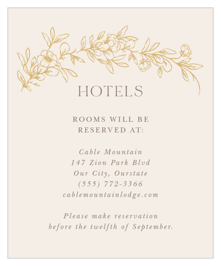 Romantic Garden Accommodation Cards by Basic Invite