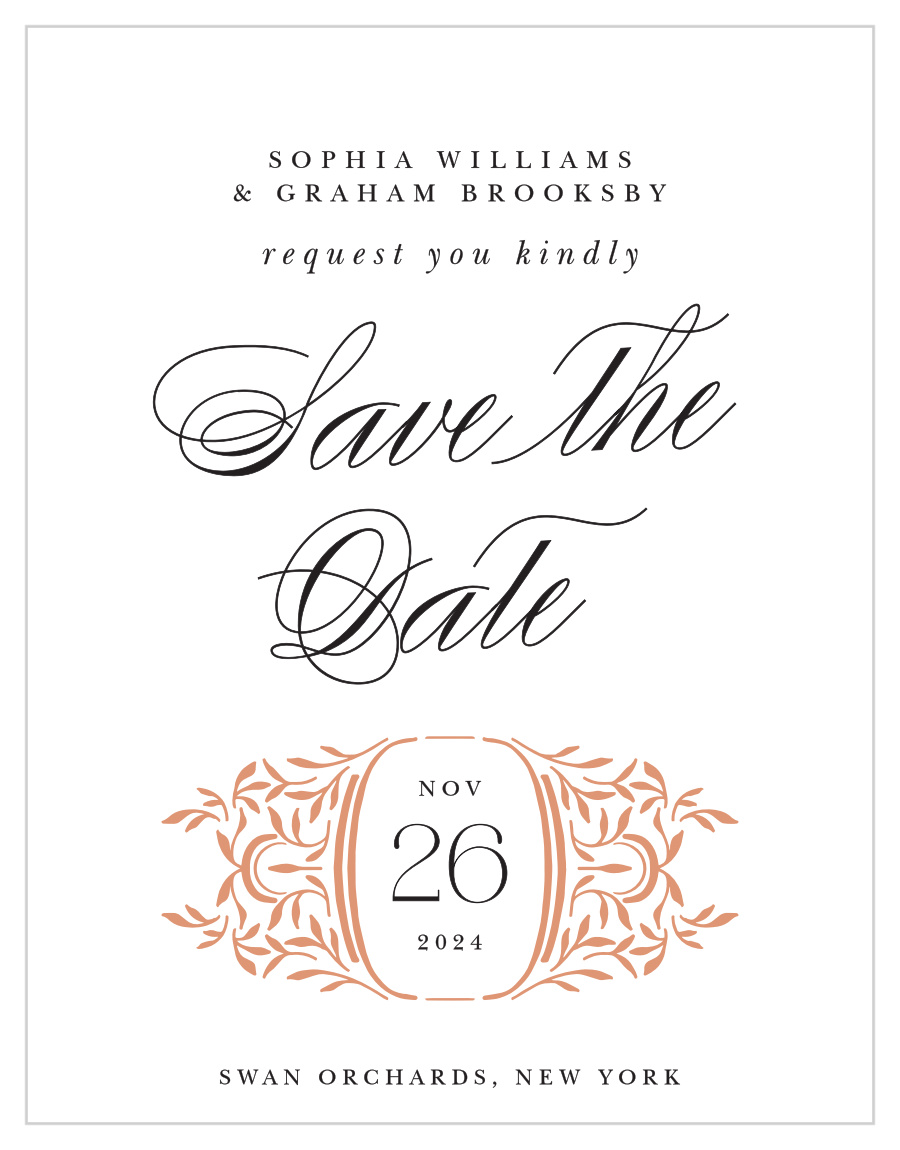 Fancy Filigree Save the Date Cards by Basic Invite