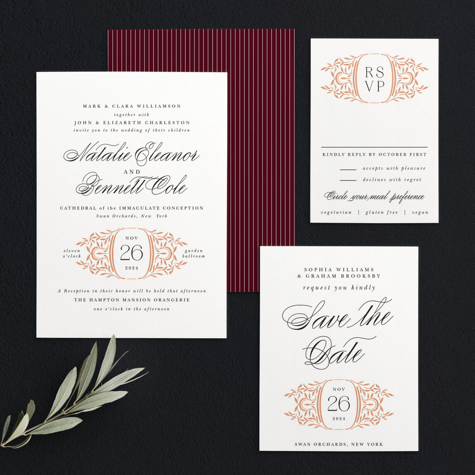 Fancy Filigree Save the Date Cards by Basic Invite