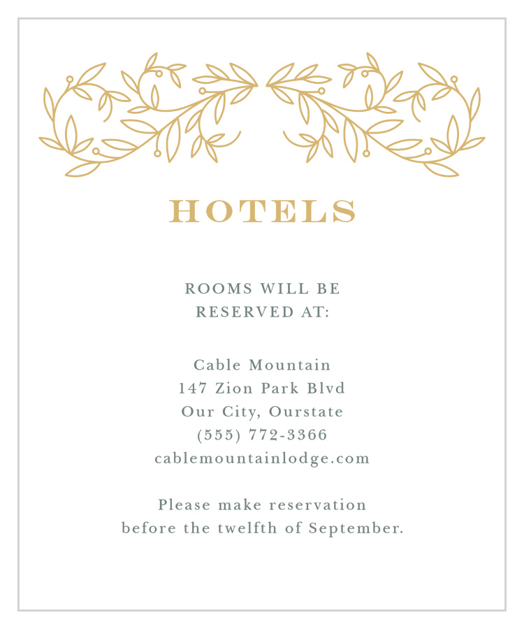 Swirling Vines Accommodation Cards by Basic Invite