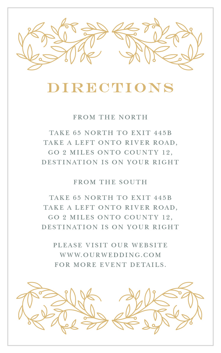Swirling Vines Direction Cards by Basic Invite