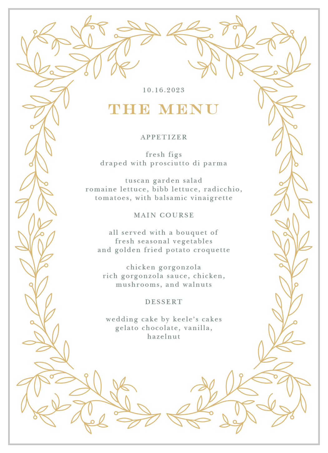 Swirling Vines Wedding Menus by Basic Invite