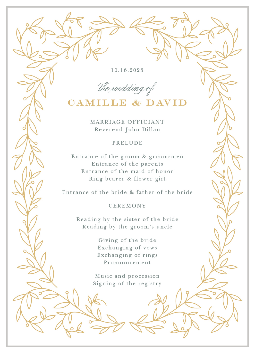 Swirling Vines Wedding Programs by Basic Invite