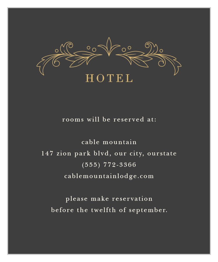 Ornate Baroque Accommodation Cards by Basic Invite