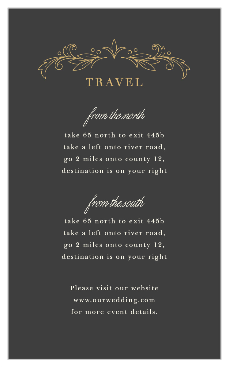 Ornate Baroque Direction Cards by Basic Invite