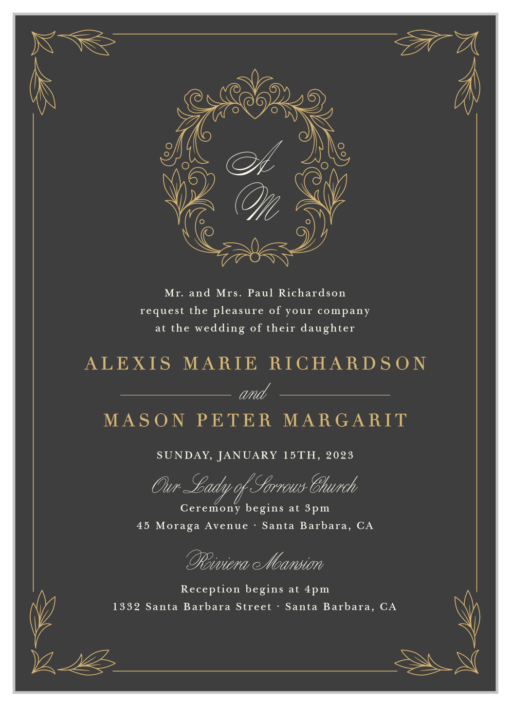 Ornate Baroque Wedding Invitations by Basic Invite