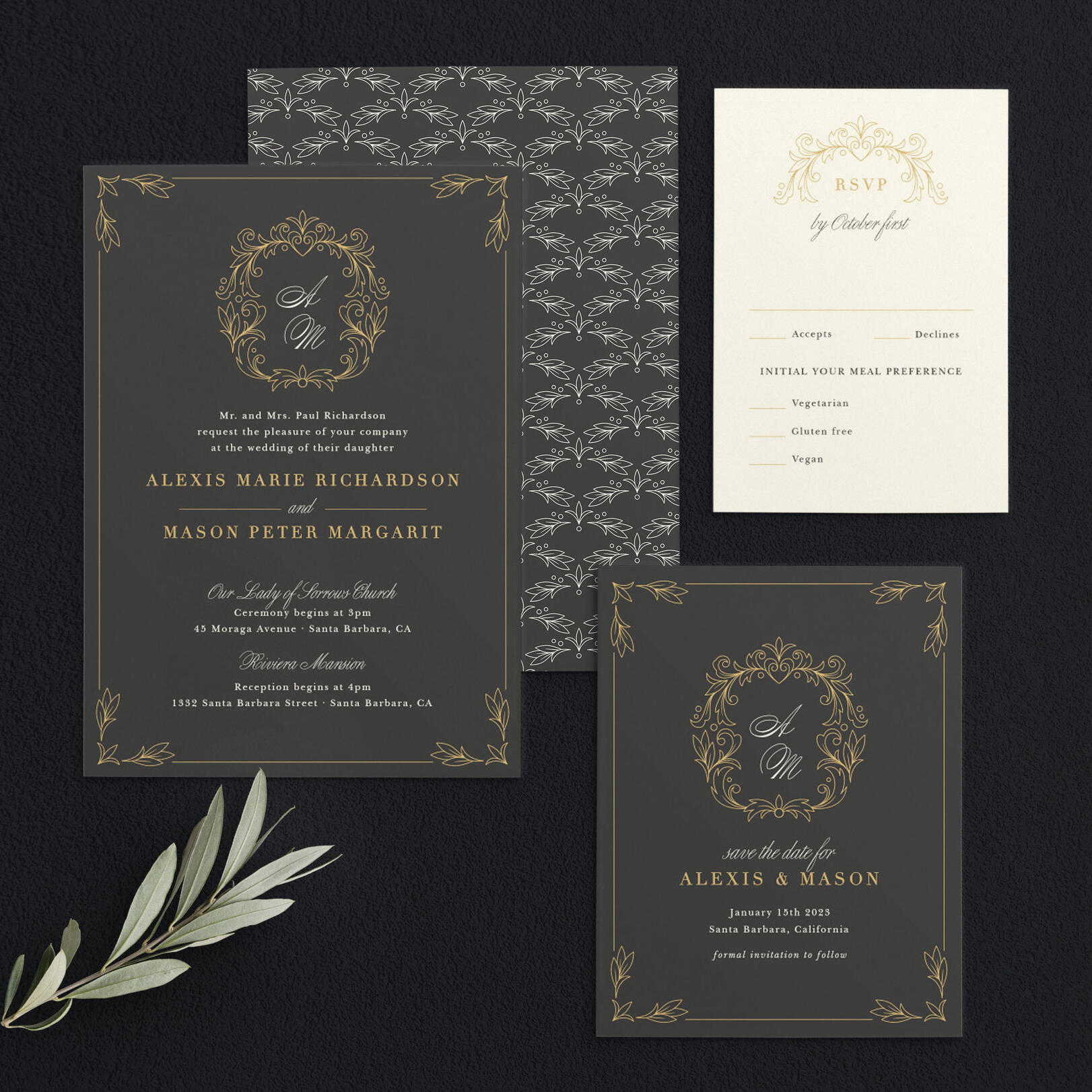 Ornate Baroque Save the Date Cards by Basic Invite