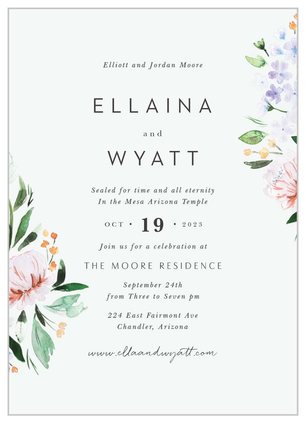 Floral Cascade LDS Wedding Invitations by Basic Invite
