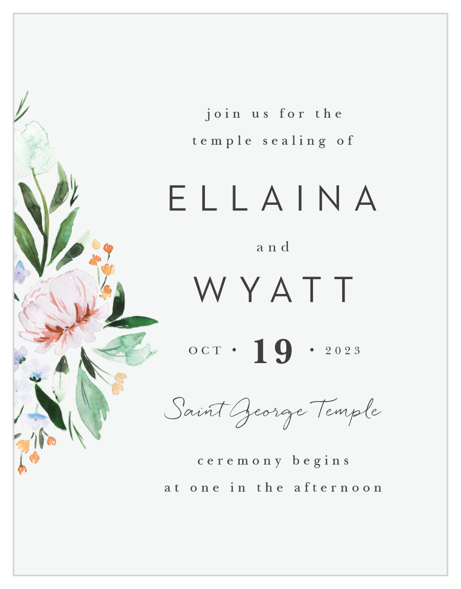 Floral Cascade LDS Temple Sealing Cards by Basic Invite