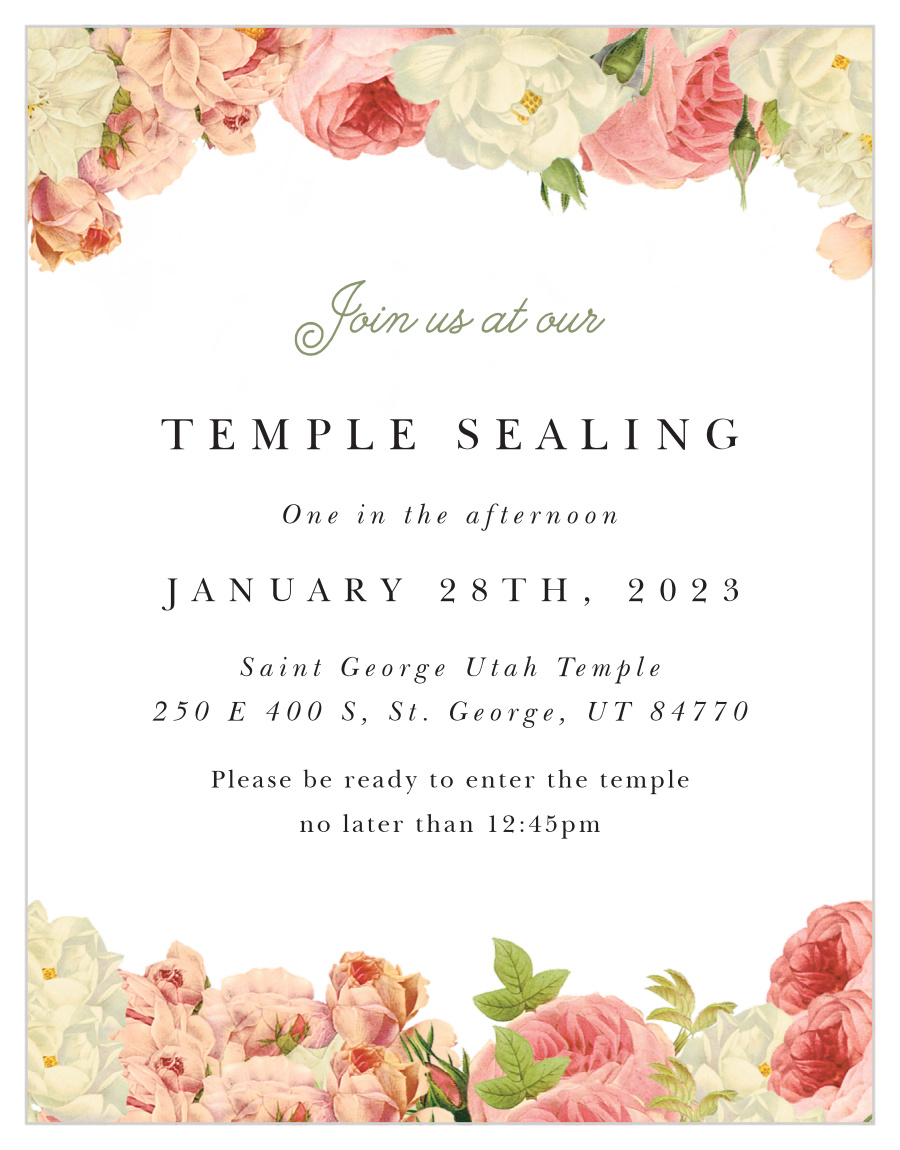 Alluring Florals LDS Temple Sealing Cards by Basic Invite