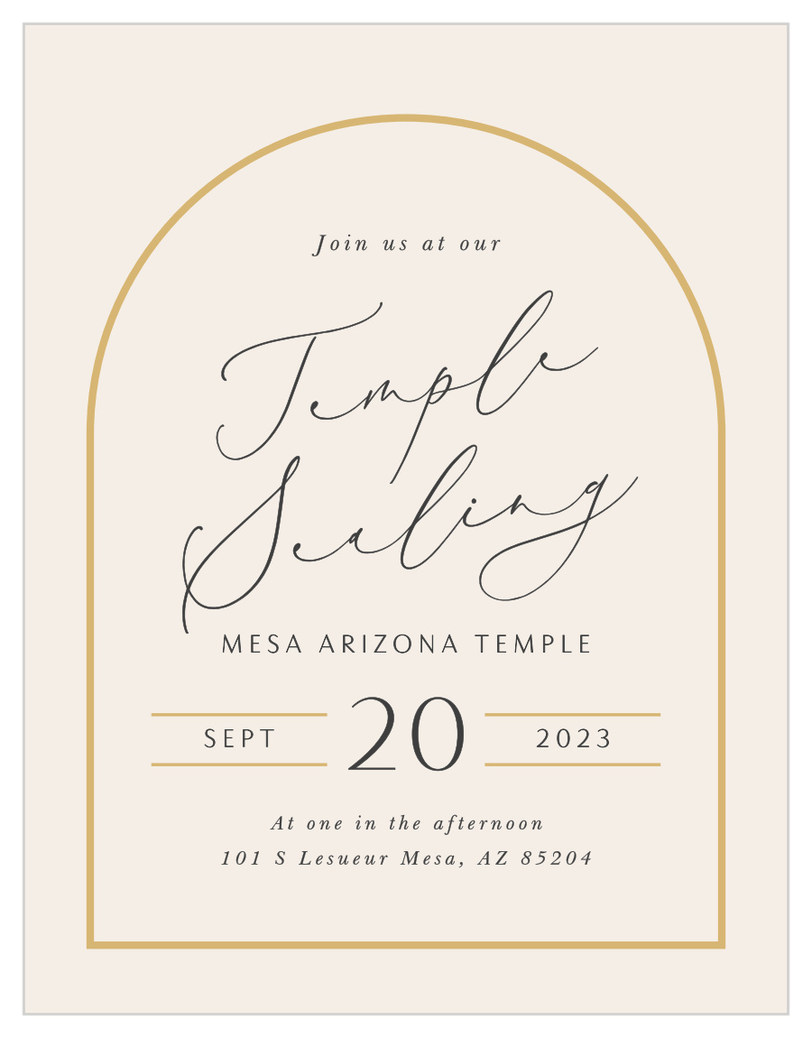 Modern Arch LDS Temple Sealing Cards by Basic Invite