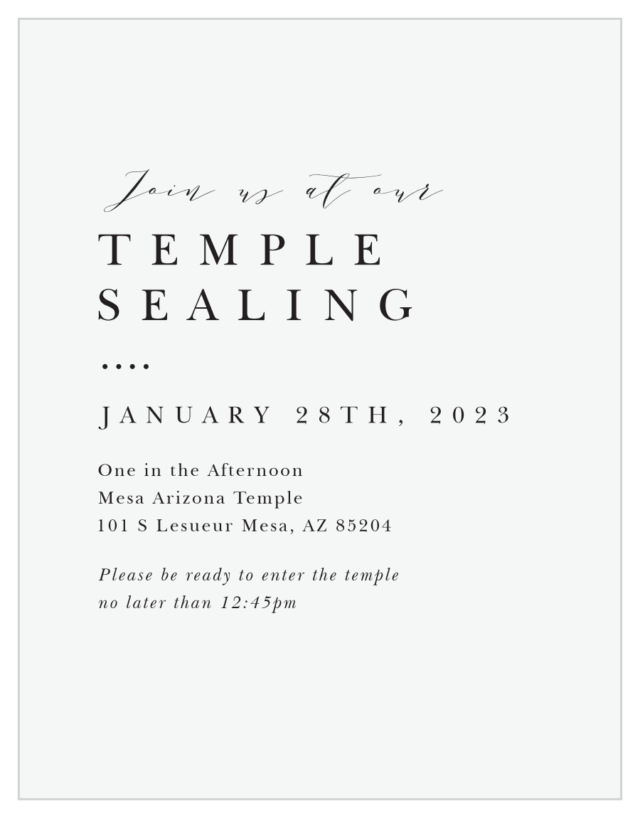 Classic Simplicity LDS Temple Sealing Cards by Basic Invite