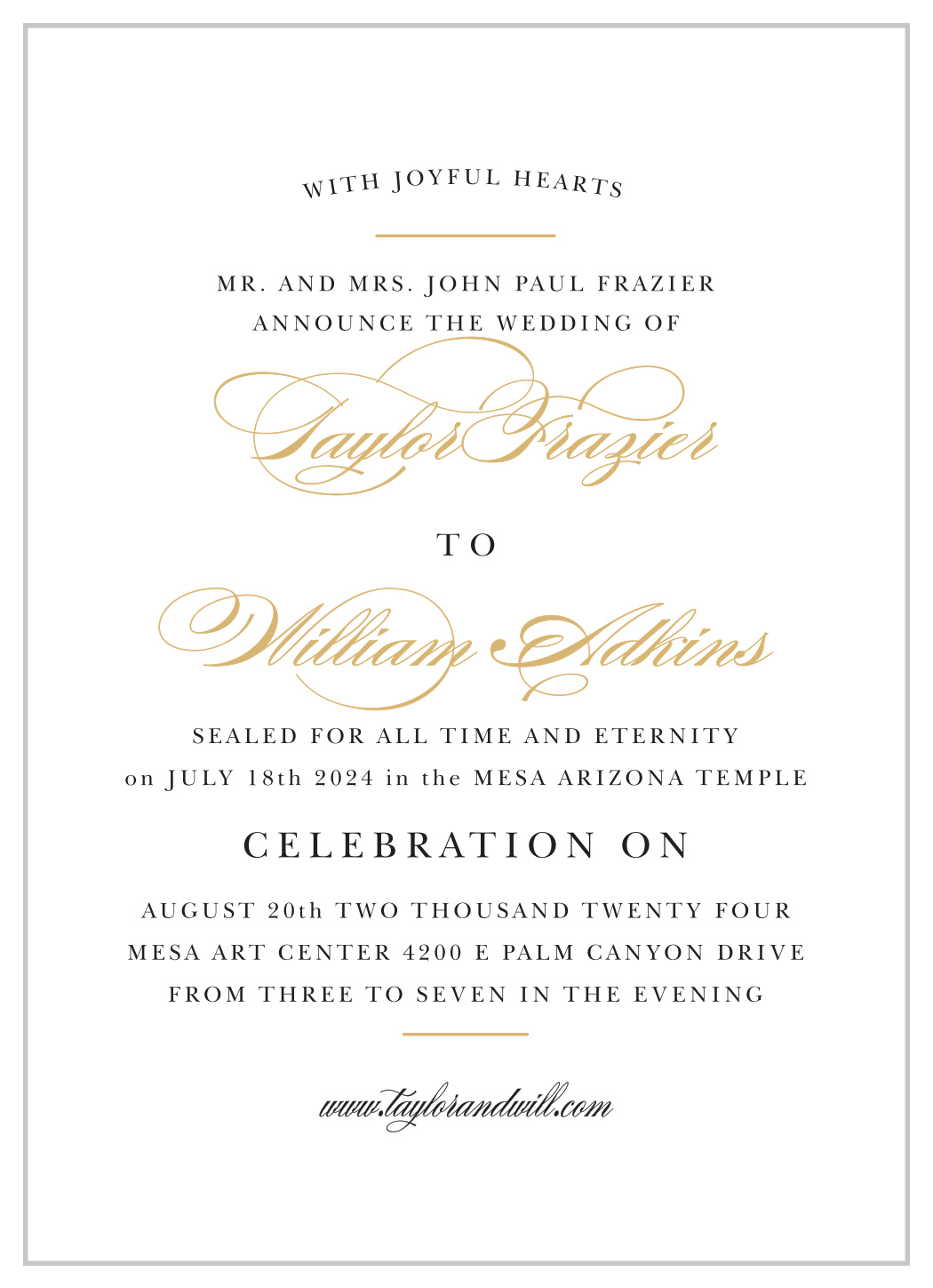 Elegant Vintage LDS Wedding Invitations by Basic Invite