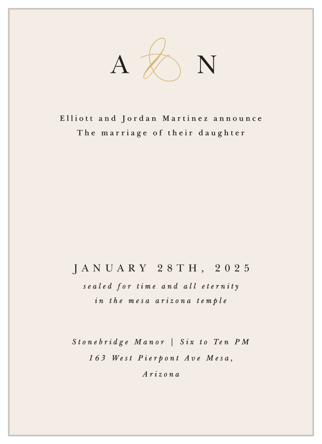 Modern Monogram LDS Wedding Invitations by Basic Invite