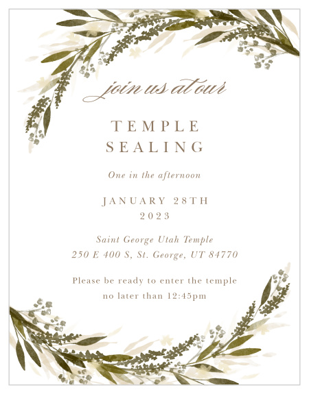 Elegant Wreath LDS Wedding Invitations by Basic Invite