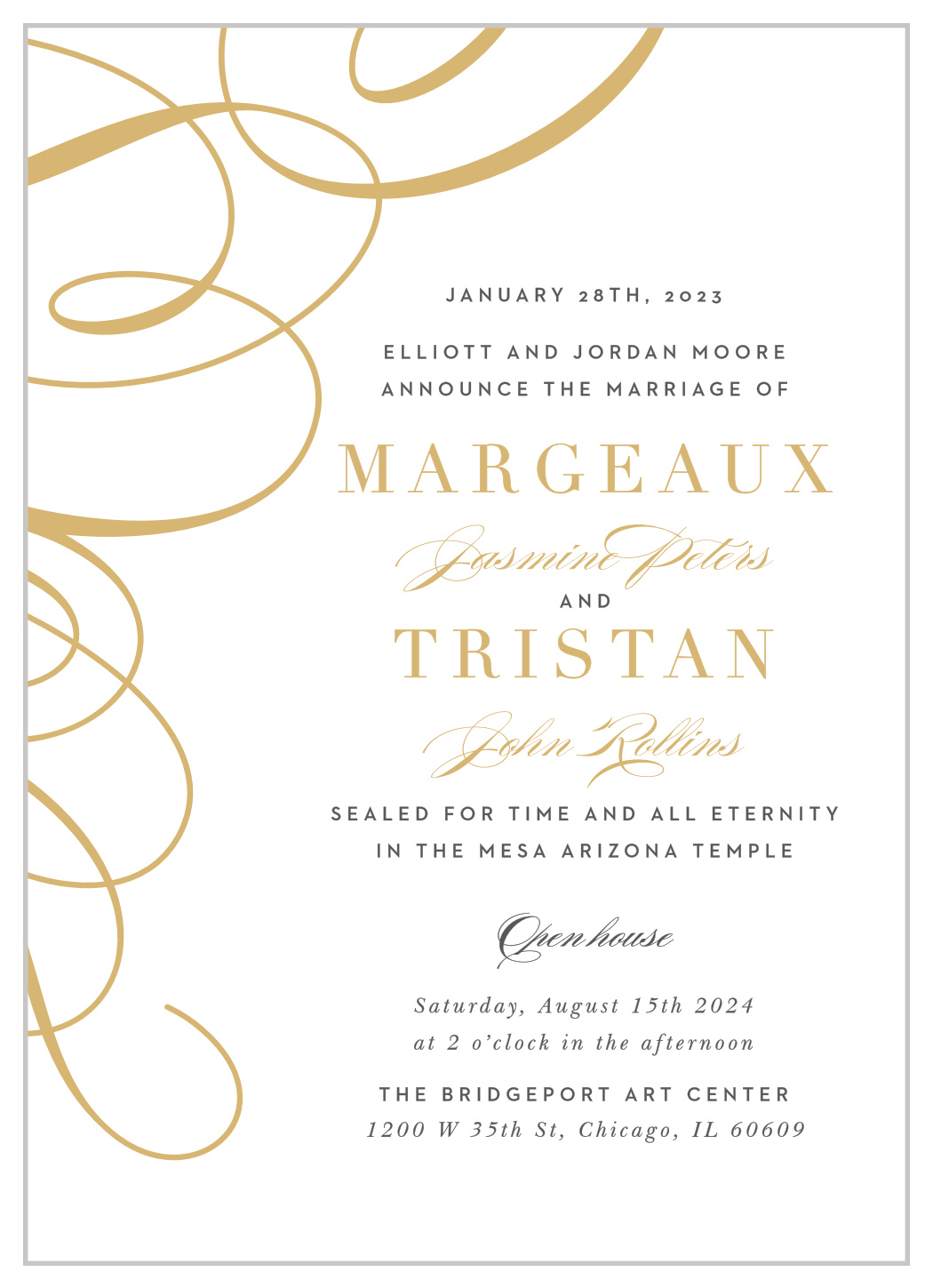 Timeless Swirls LDS Wedding Invitations by Basic Invite
