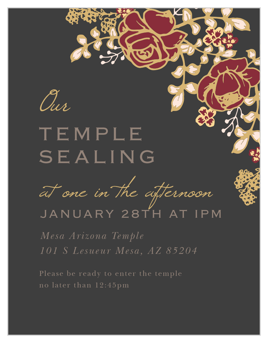 Opulent Floweret LDS Temple Sealing Cards by Basic Invite