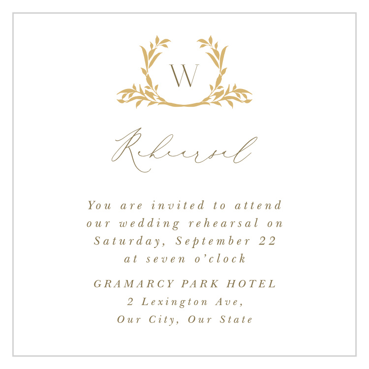 Golden Crest Rehearsal Cards by Basic Invite