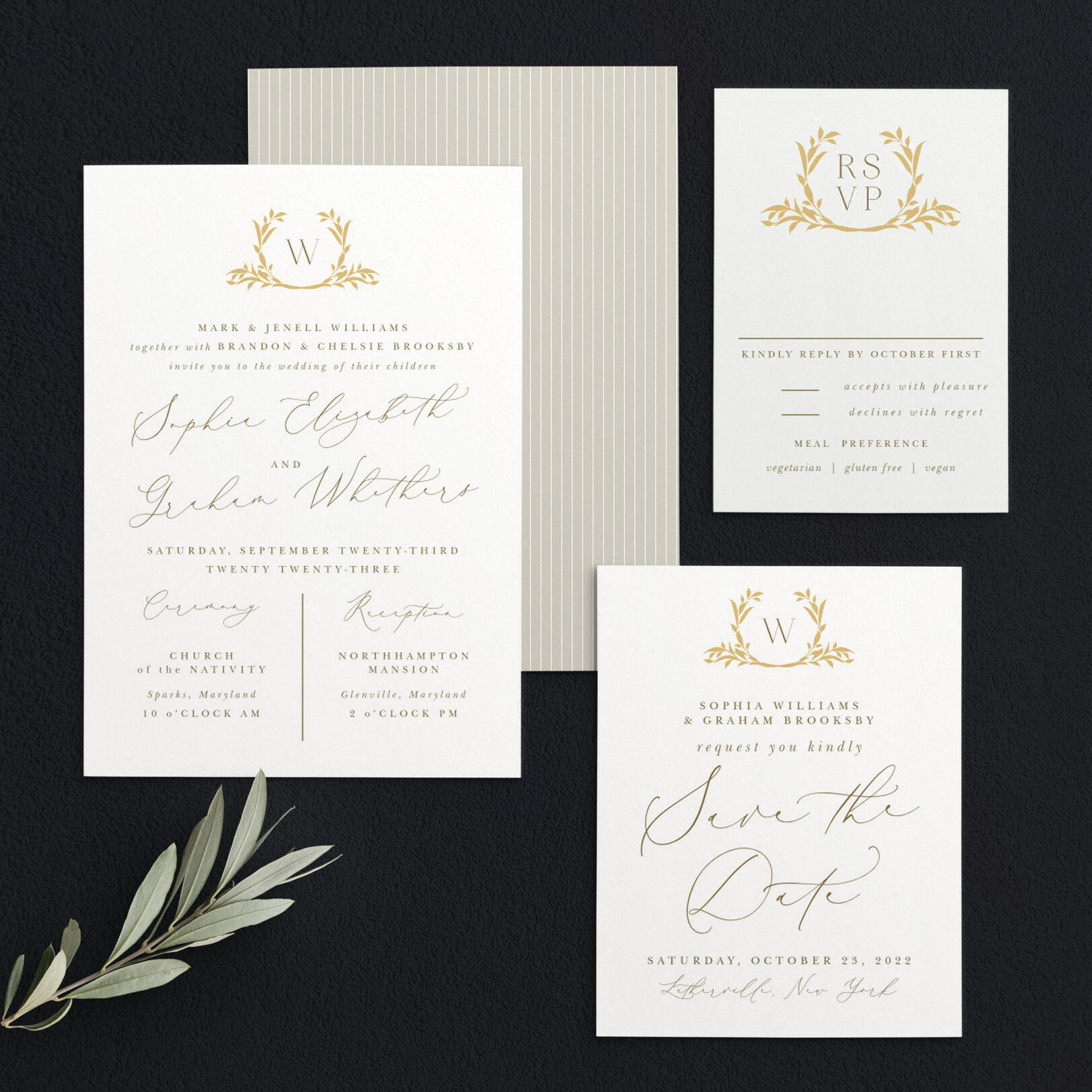 Golden Crest Wedding Invitations by Basic Invite
