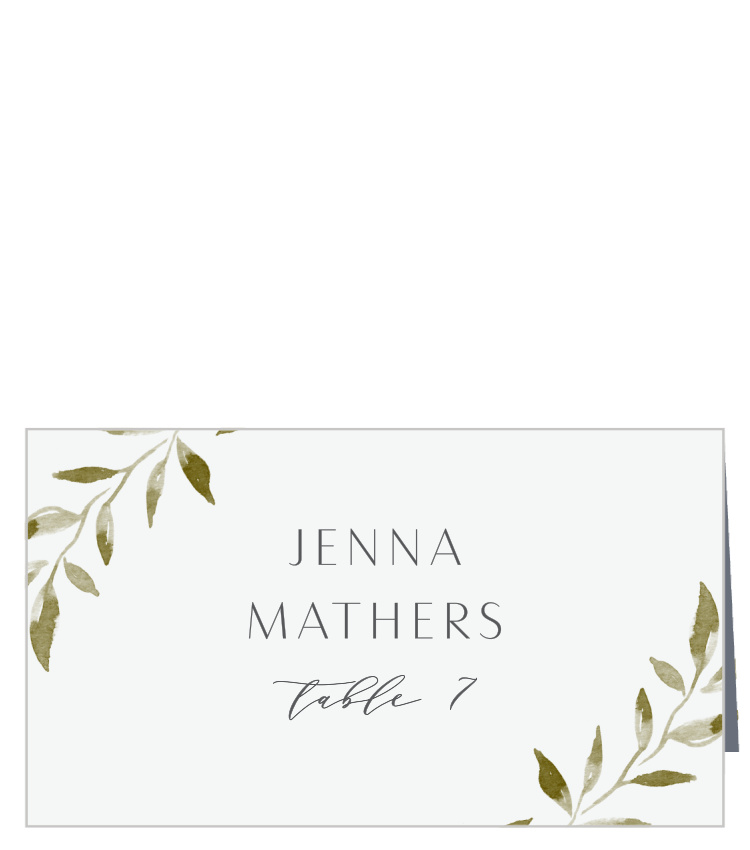 Evergreen Leaves LDS Place Cards by Basic Invite