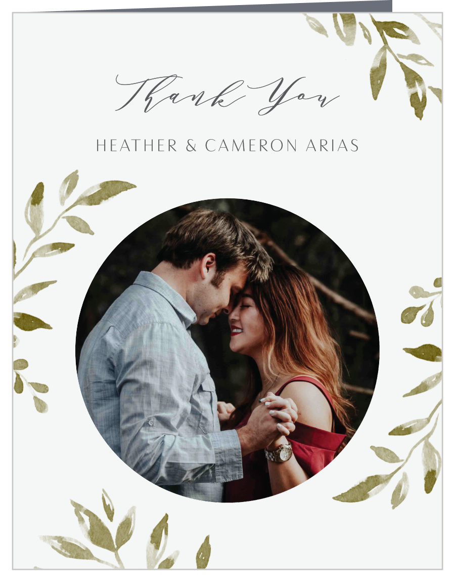 Evergreen Leaves LDS Wedding Thank You Cards by Basic Invite