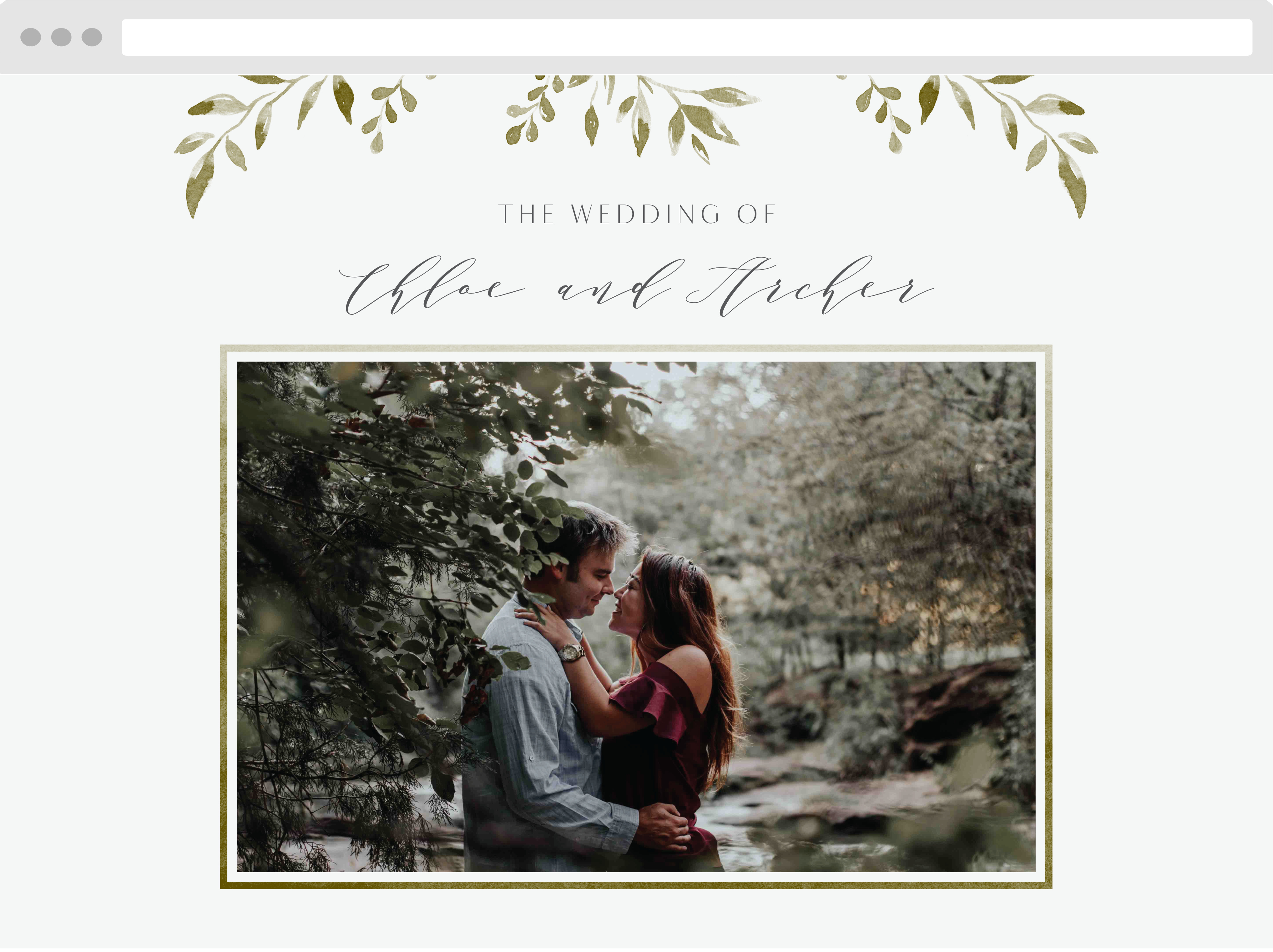 Evergreen Leaves LDS Wedding Website by Basic Invite