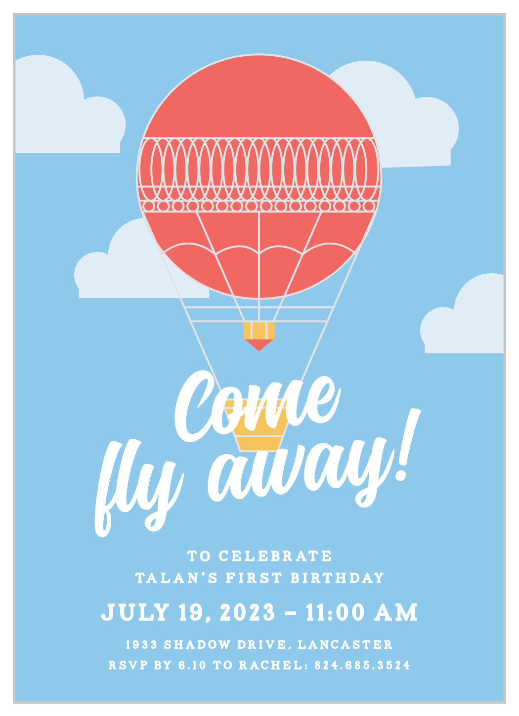 Come Fly Away First Birthday Invitations by Basic Invite